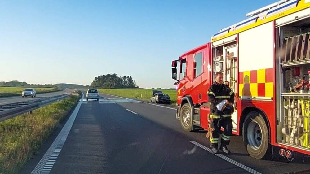 Bil udbrændte på Sydmotorvejen – Vordingborg In
