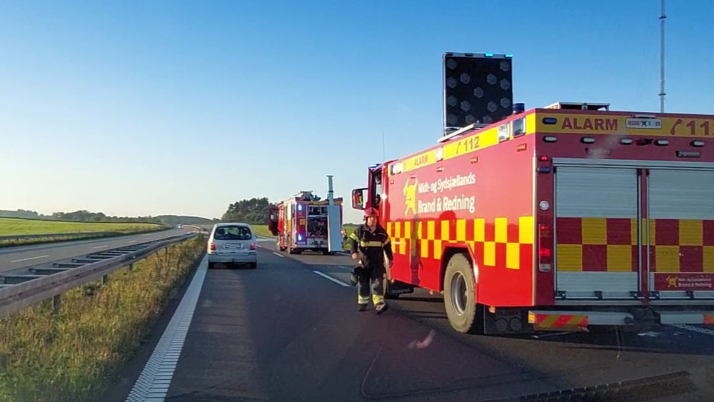 Bil udbrændte på Sydmotorvejen – Vordingborg In
